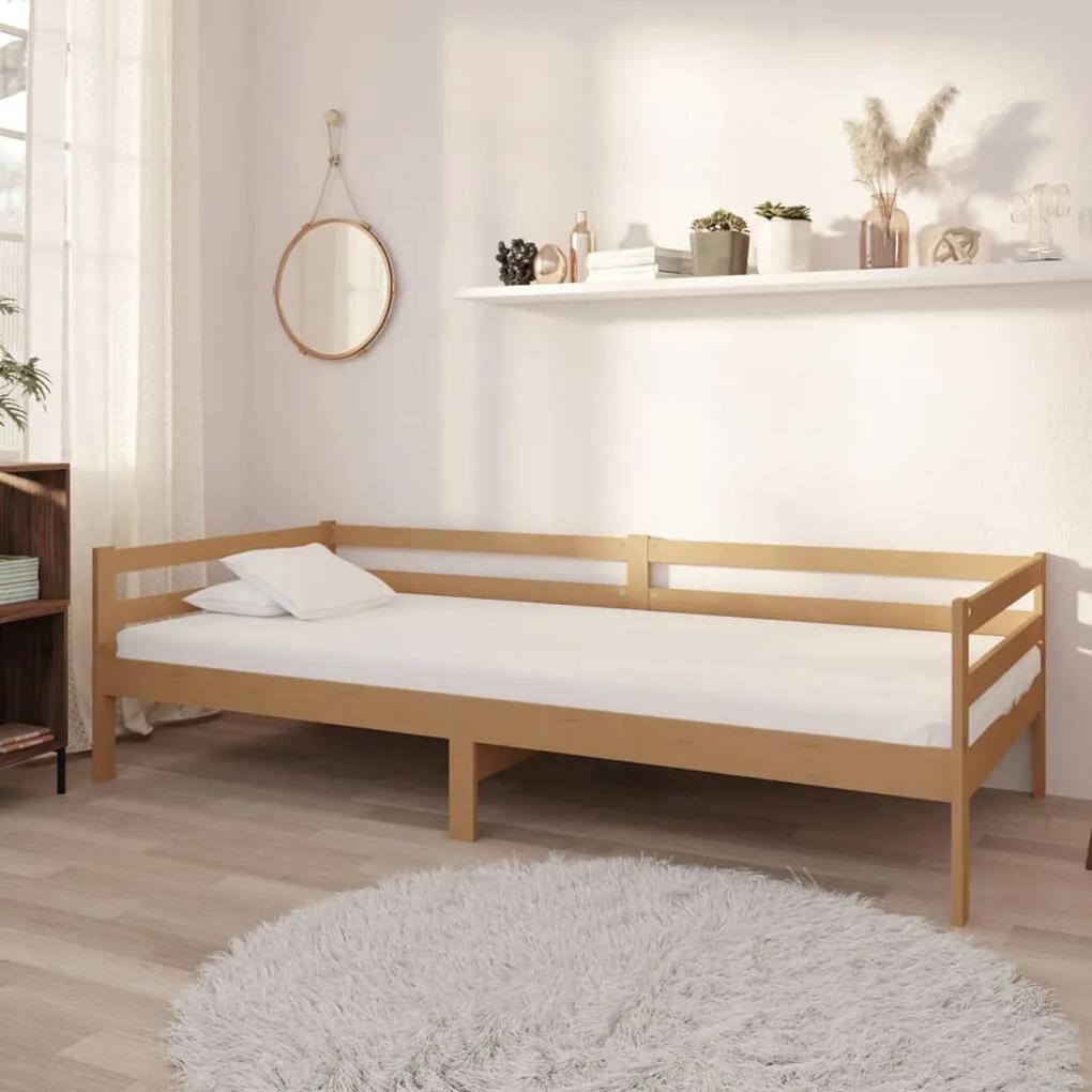 Denní postel s matrací 90 x 200 cm medová masivní borové dřevo,  3083557