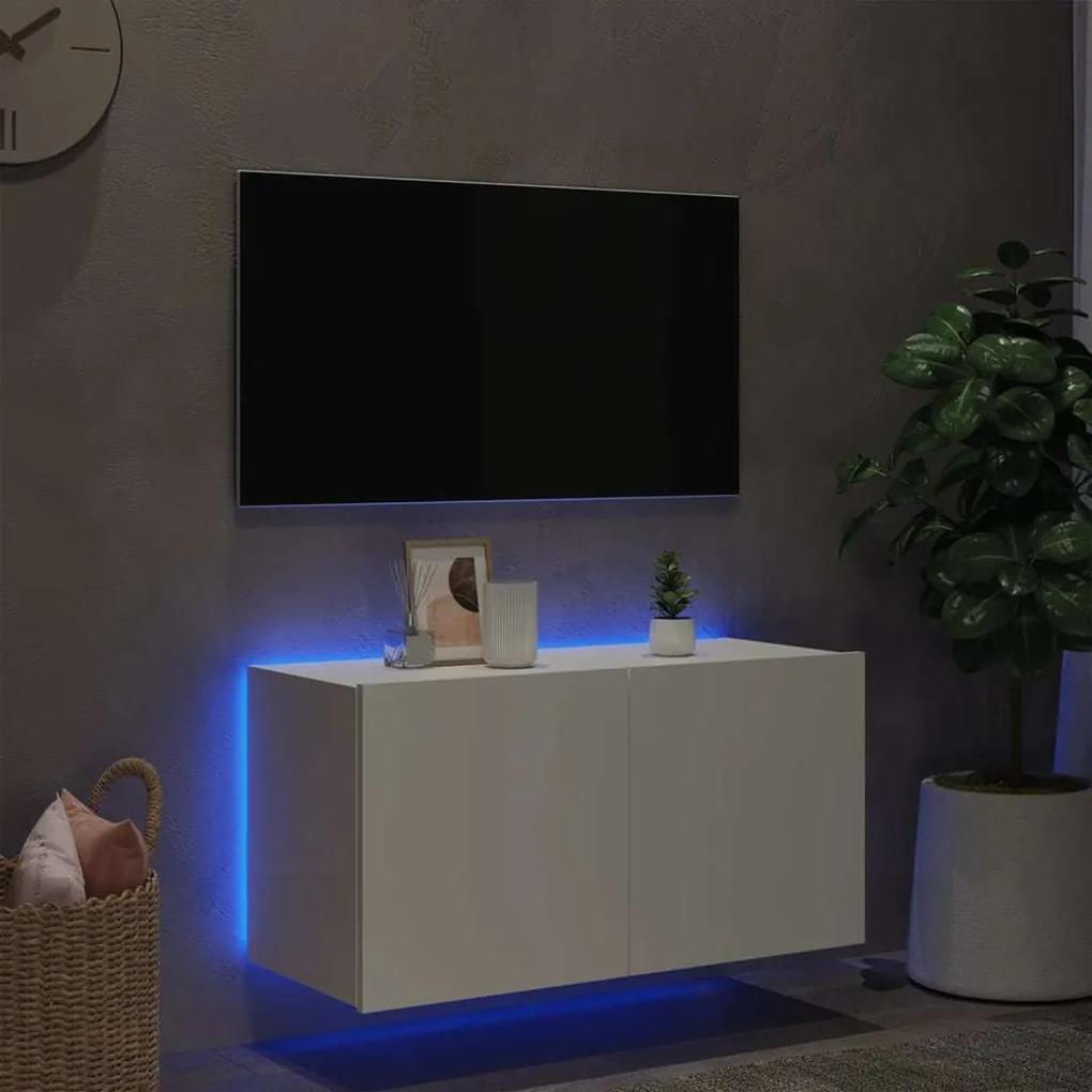 vidaXL Nástěnná TV skříňka s LED osvětlením 80 x 35 x 41 cm [837316] Barva: hnědý dub
