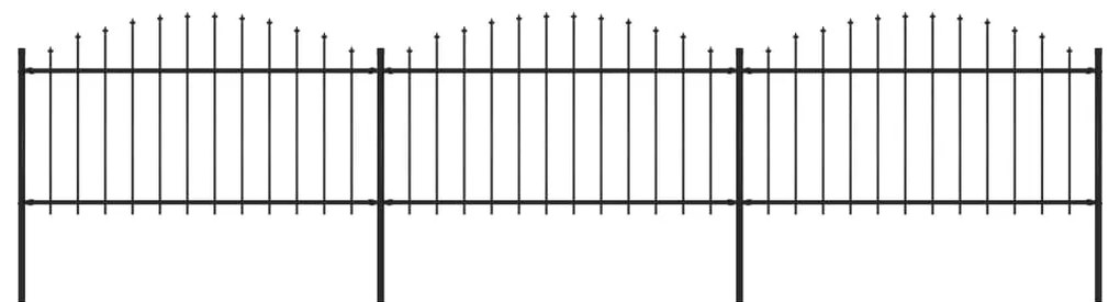 Zahradní plot s kopím nahoře ocelový 537 x 150 cm černý