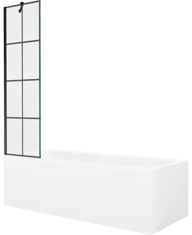 Mexen Cubik obdélníková vana 170 x 70 cm s krytem a 1-křídlou zástěnou 50 cm, černý vzor - 550317070X9505007077