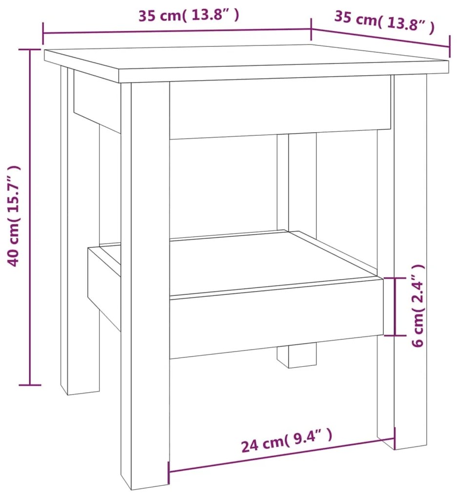 Konferenční stolek šedý 35 x 35 x 40 cm masivní borové dřevo - Default Title