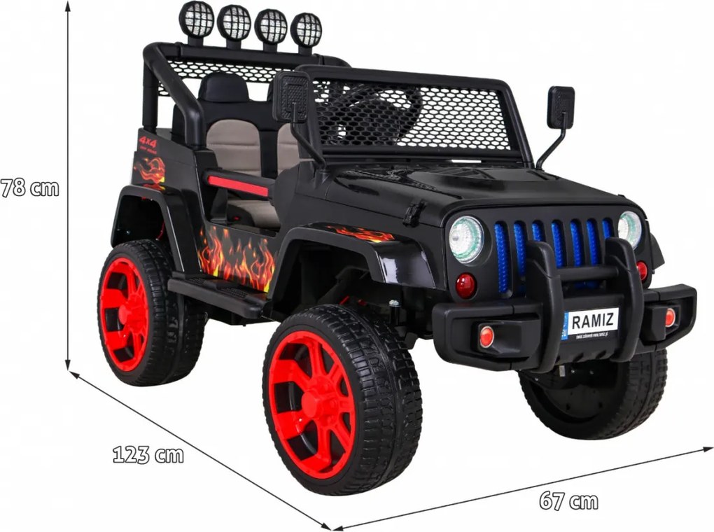 Ramiz Terénní autíčko Raptor Drifter plameny + ovladač + pohon 4x4 + úložný prostor + pozvolný rozjezd + MP3 LED