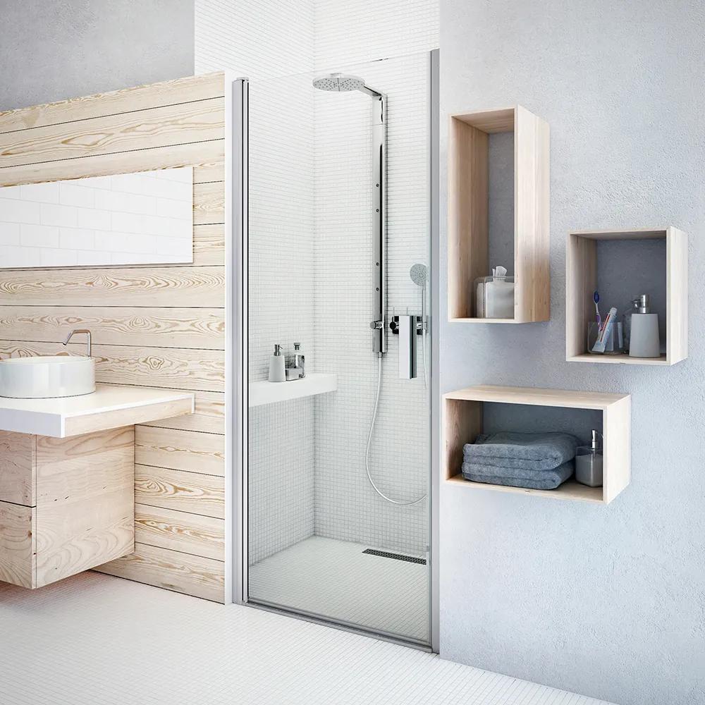 Roth Jednokřídlé sprchové dveře TCN1 pro instalaci do niky Varianta: šířka: 120 cm, orientace: Uni - (TCN1/1200 - 728-1200000-01-02), Barva profilů a typ výplně: profily: stříbrná (elox), výplň: transparent