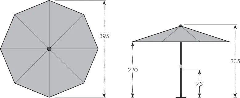 Doppler ALU EXPERT Teleskop zahradní slunečník 400 cm antracit