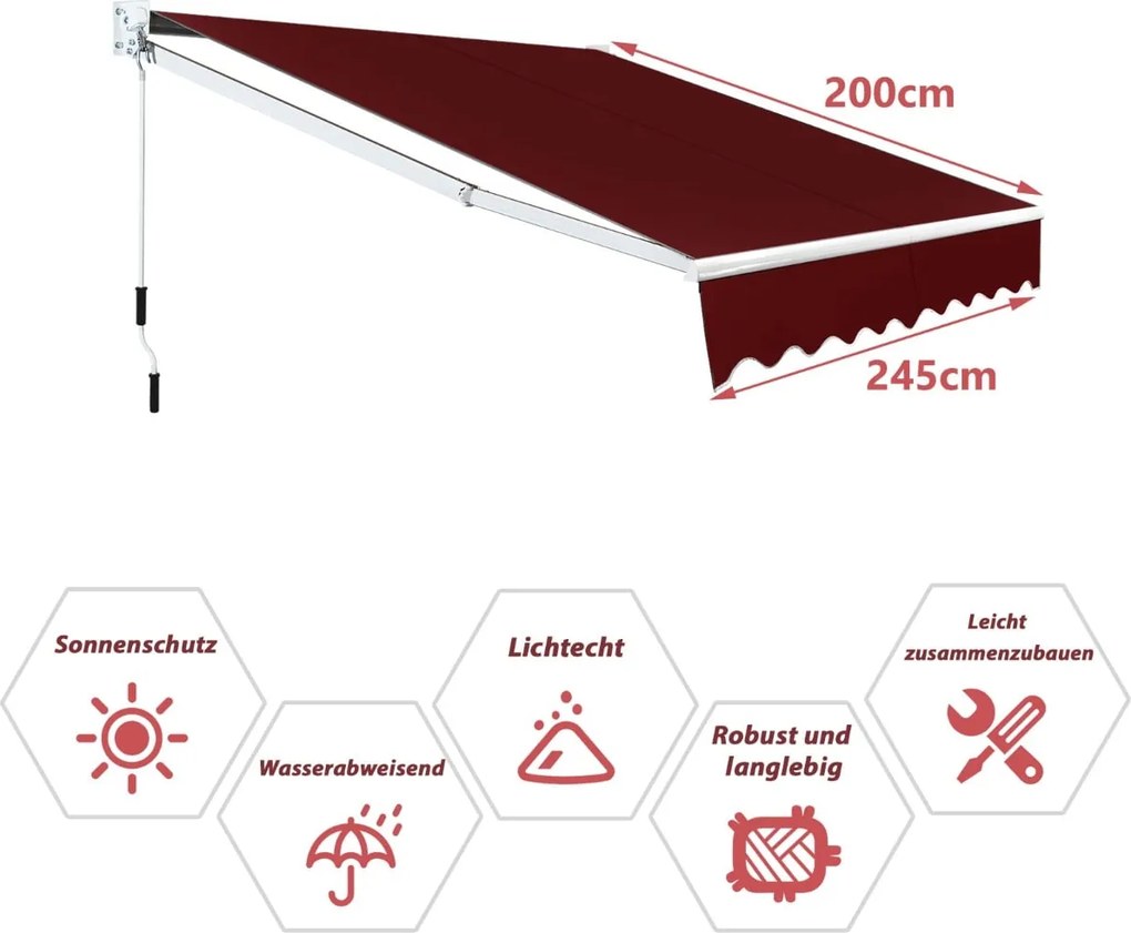 Costway Markýza se sklopným ramenem z materiálu odolného vůči UV záření a vodě