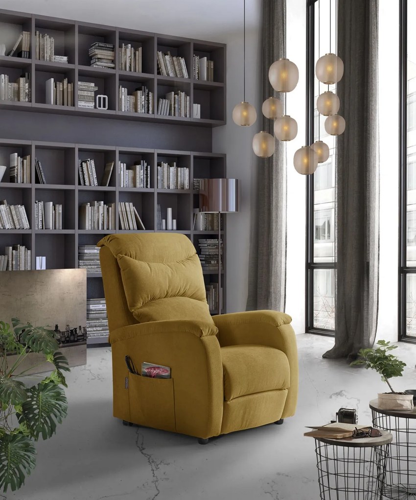 Pregio Italia sofa&relax Elektrické polohovací křeslo Patty Provedení: El. polohovací křeslo + odnímatelné područky + stolek, Vzorník látek: tekno fibra 24 yellow