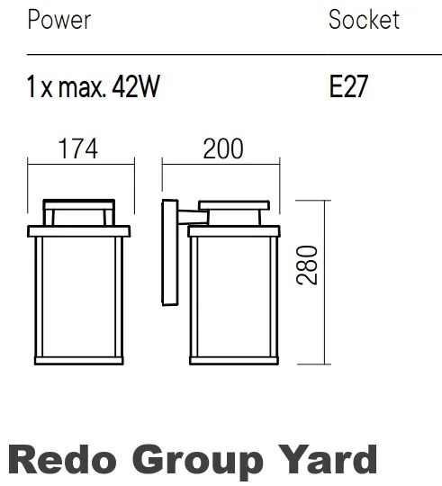 Redo YARD 90463 nástěnné venkovní světlo na fasádu/IP44