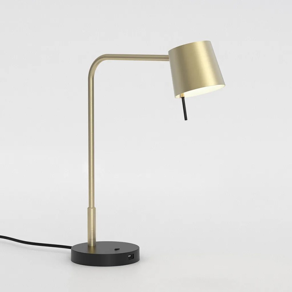 Stylová stolní lampa s USB Miura  Stylová stolní lampa s USB Miura Noha: Zlatá matná, Stínítko: Zlaté matné