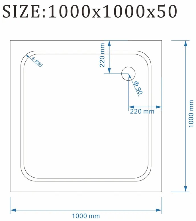 BPS-koupelny Čtvercová akrylátová sprchová vanička HYD-SSV-ST02D 100x100 bílá