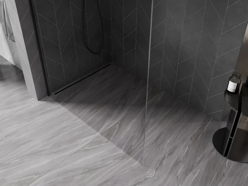 Mexen Kioto-X sprchová stěna Walk-in 100 x 200 cm, transparentní 10 mm, černá - 800-100-101-70-00-X