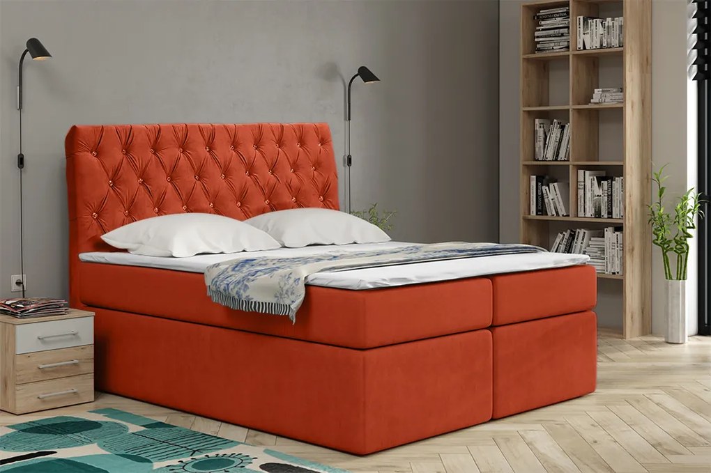 Eka Kontinentální čalouněná postel Luxurious - Cassablanca (160x200 cm) Barva látky Trinity: (2301) Krémová bíla