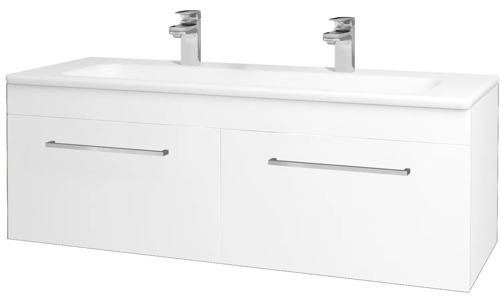 Dřevojas Koupelnová skříň ASTON SZZ2 120 Varianta: N01 Bílá lesk / Úchytka T05 / D05 Oregon