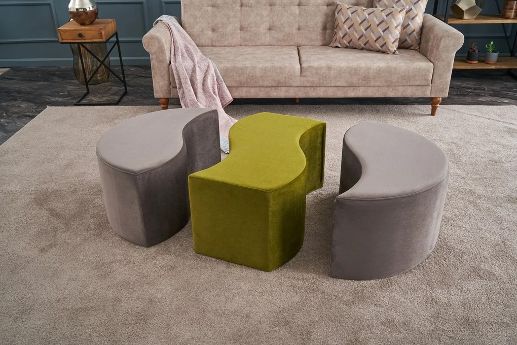 Atelier del Sofa Taburet Alya Puf - Mink, Green, Norková, Zelená