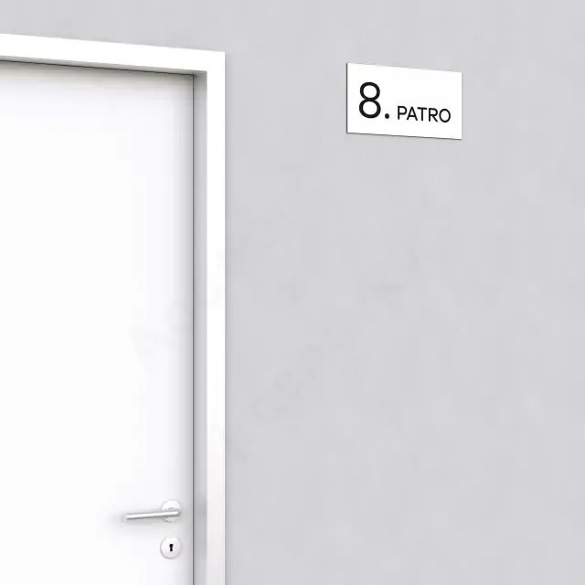 ACCEPT Označení podlaží "8. PATRO" - stříbrná tabulka - černý popis