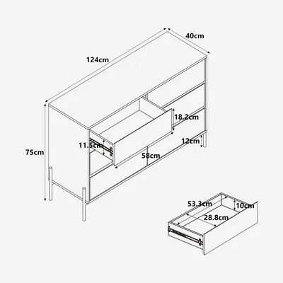 Komoda na kovových nohách TUMILLO