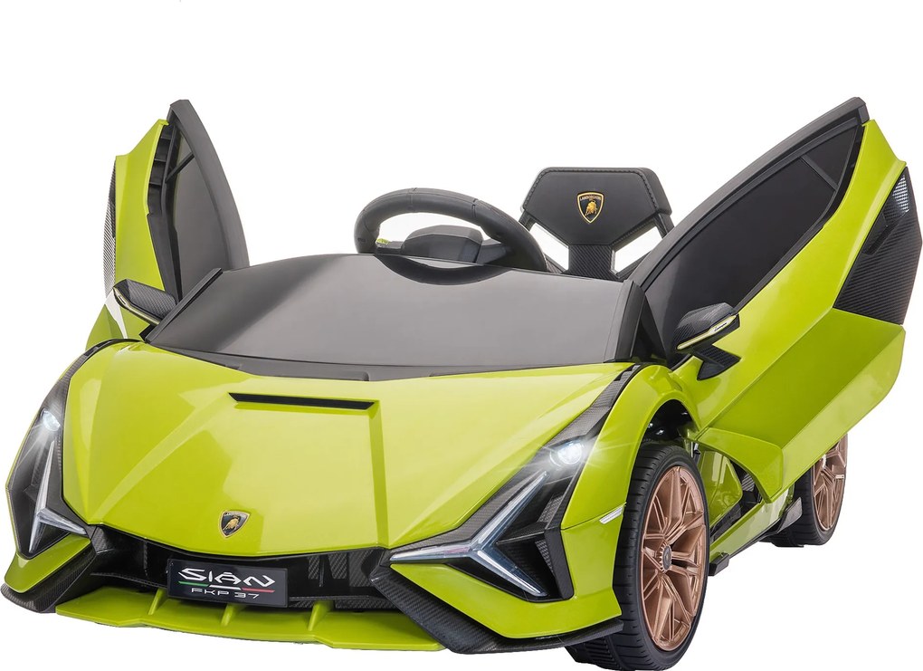 Dětské elektrické auto HOMCOM 12V 2 jízdní režimy Lamborghini SIAN SUV hračkové elektrické vozidlo s dálkovým ovládáním, hudbou (MP3/USB), světly pro