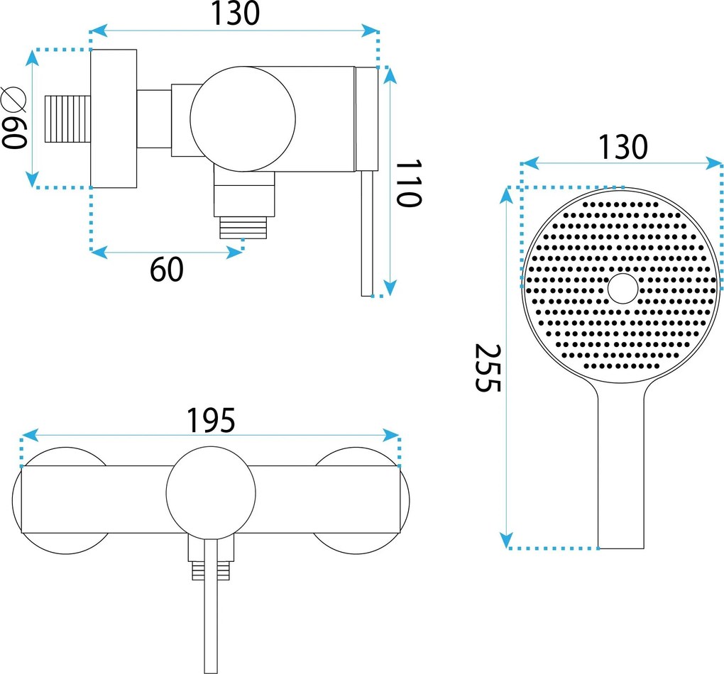 Nástěnná sprchová baterie REA LUNGO STRIPE, zlatá kartáčovaná