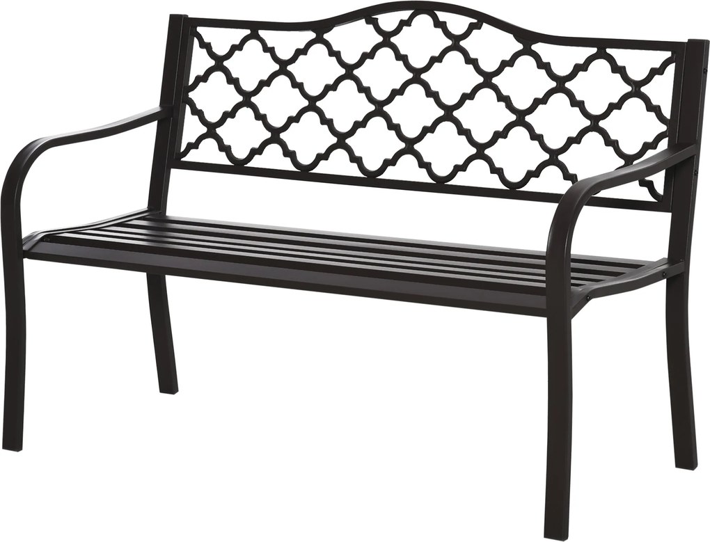 Outsunny 3-místná zahradní lavice v stylu venkovského chic pro terasu 128D x 60Š x 89V cm, odolná proti korozi, s epoxidovým kovem a litinou | Aosom