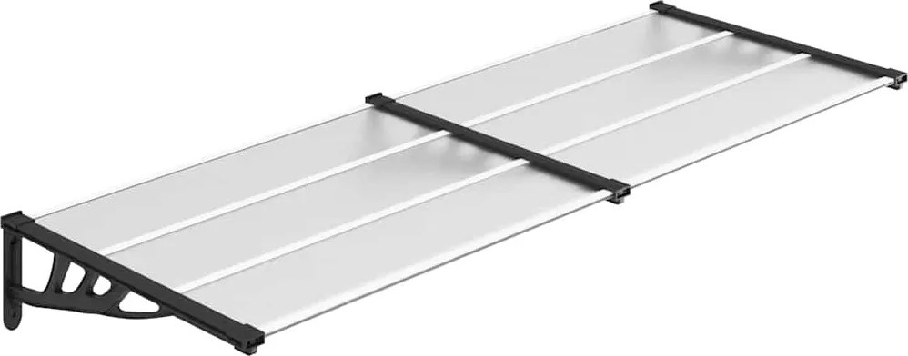 Vchodová stříška černá a průhledná 239 x 90 cm polykarbonát 153686