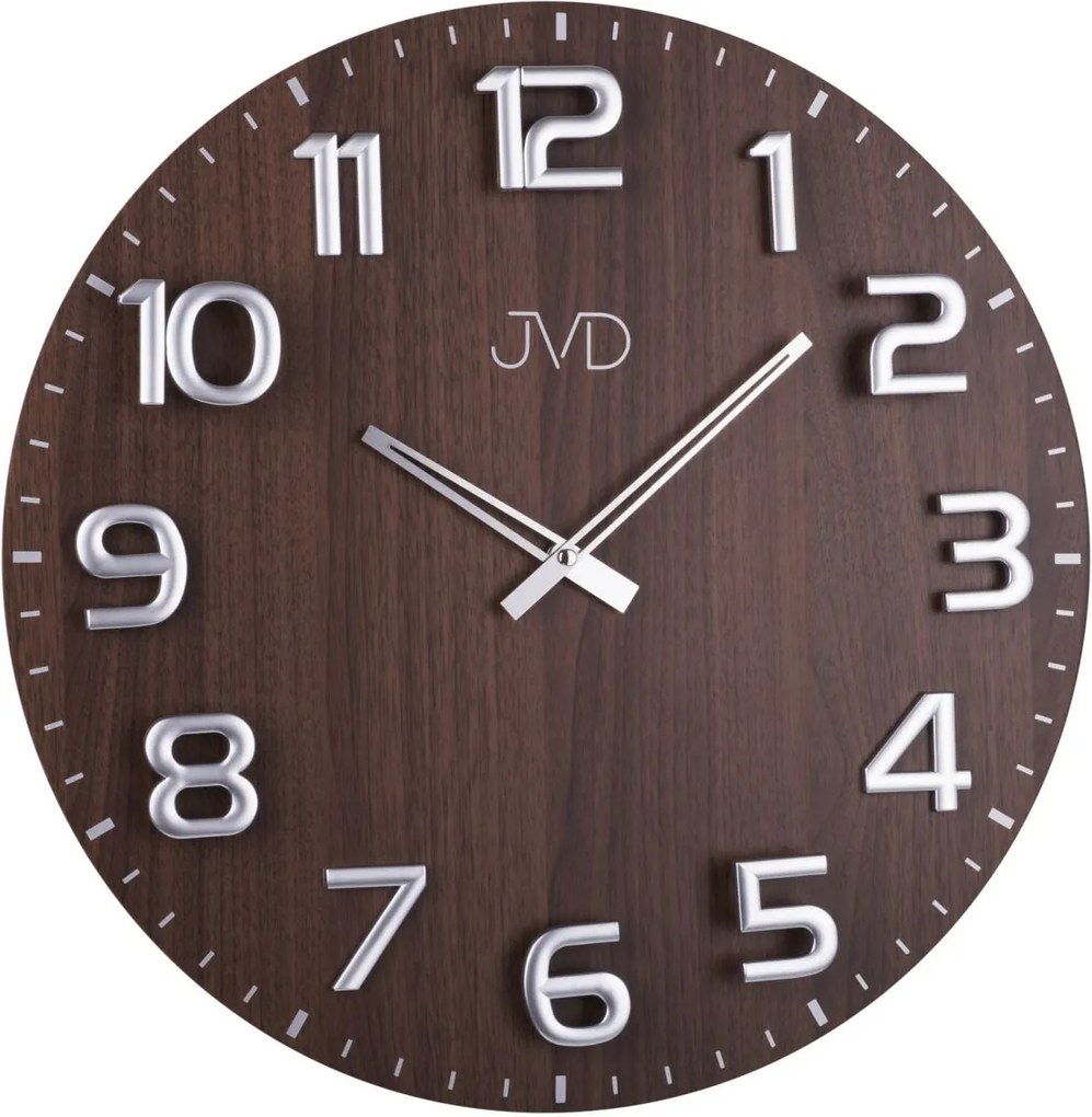 Designové obrovské velké dřevěné hodiny JVD HT075 (ořech)
