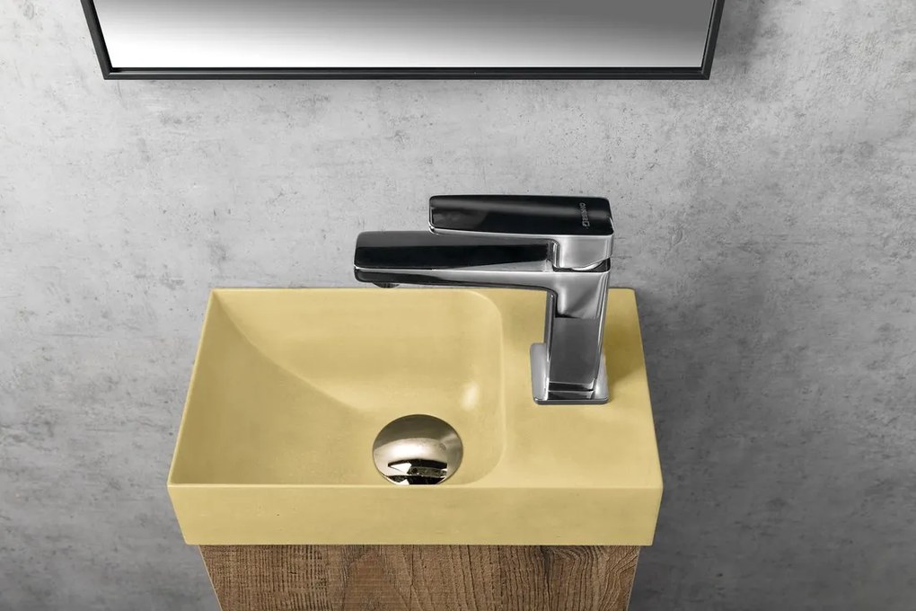 Sapho Piccolino umývátko 30,8 x 10 x 17 cm s otvorem pro baterii vpravo bez přepadu beton žlutá PK30522
