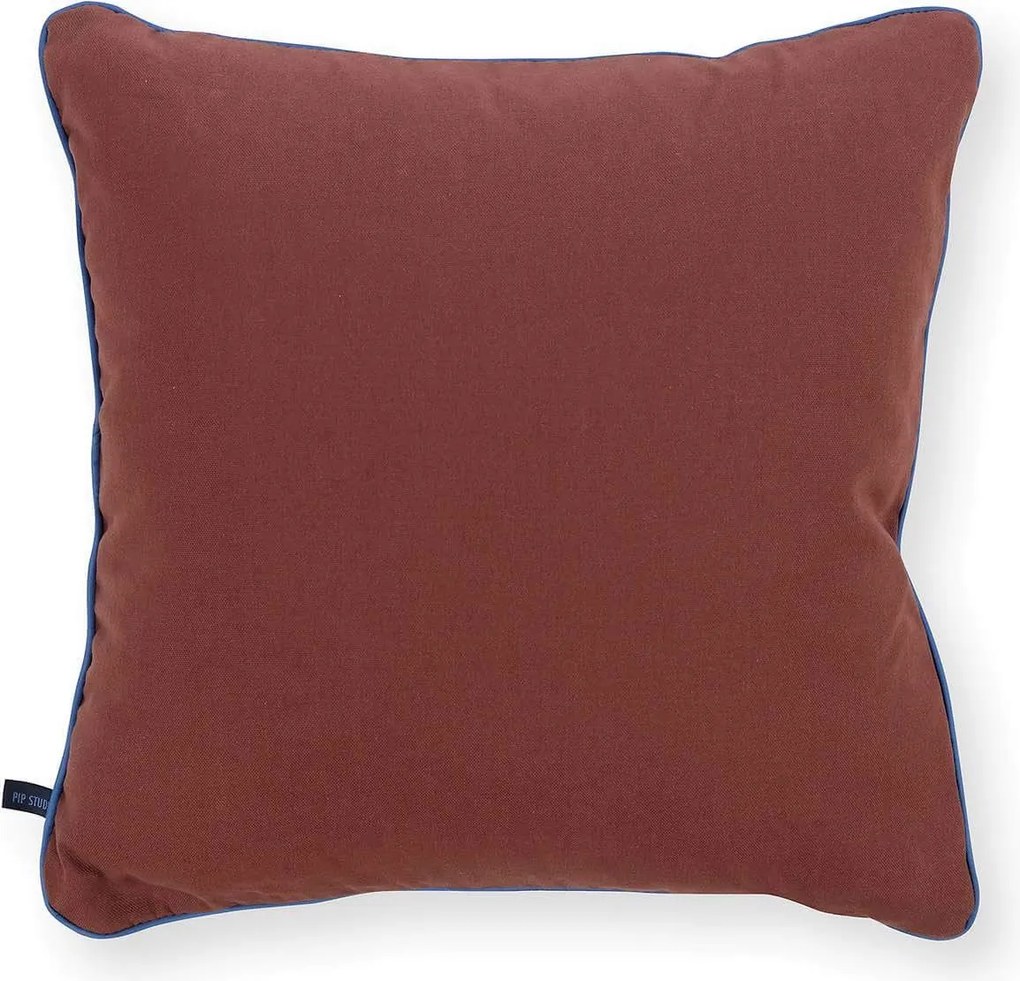 Pip Studio dekorační polštář Giyani Embroidery 50 x 50 cm - modro-hnědý (Luxusní dekorační polštář s výšivkou)