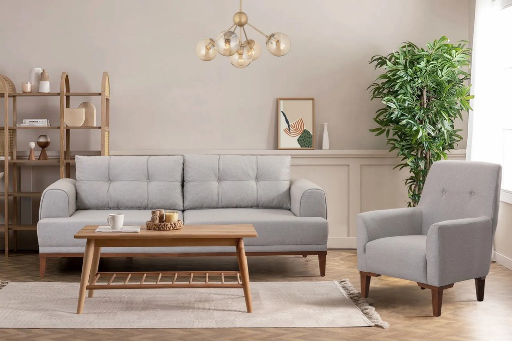 Hanah Home Třímístná pohovka BALERA s křeslem krémová 223 cm