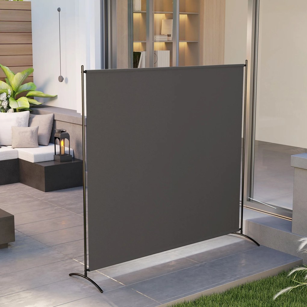 Outsunny zástěna pro soukromí 180 x 50 x 180 cm (tmavě šedá) — ochrana UPF 30+, voděodpudivá, stabilní podstavec