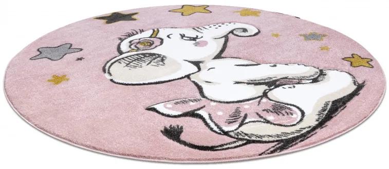 Dywany Łuszczów Dětský kusový koberec Petit Elephant stars pink kruh - 140x140 (průměr) kruh cm