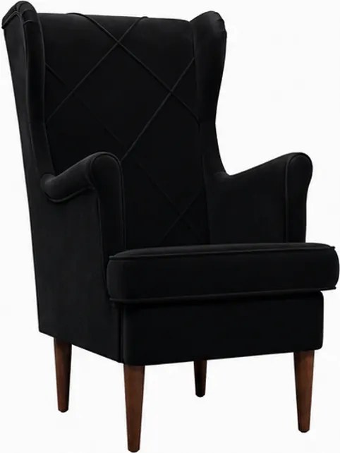 relaxační křeslo, ušák, odpočinkové, dřevo/kov/samet, 102x78x66 cm, nohy tmavé/černá, Dekorino KR20260075