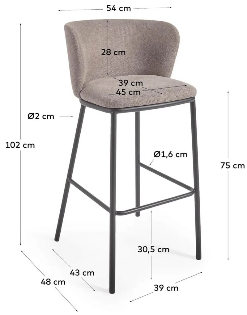 Barová židle arun 75 cm hnědá MUZZA