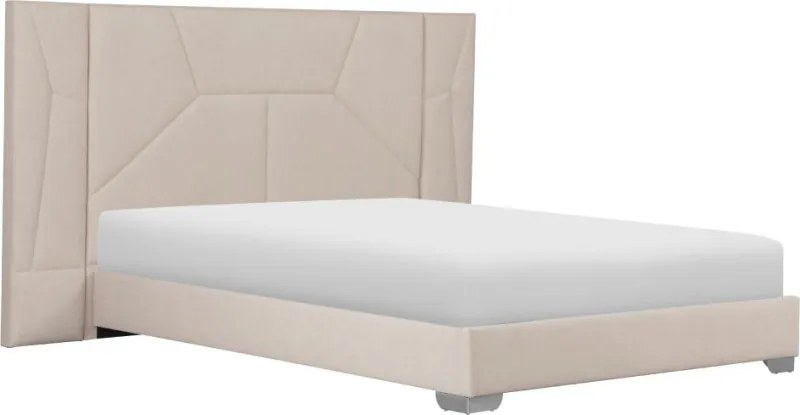 Postel ALTESA 160x200 s roštem a LED osvětlením, béžová Velvet látka Kondela 0000408415