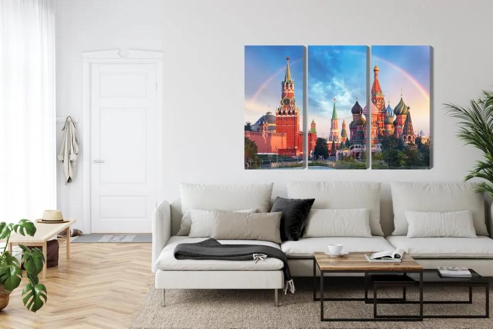 Vícedílný obraz Panorama Rudého Náměstí S Kremlem A Katedrálou Vasila Blaženého Nedostatek Nedostatek Plátno Canvas 60x40