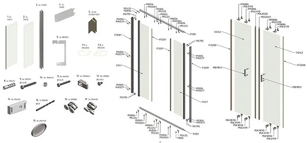 Sprchové dveře posuvné pro instalaci do niky LLD4 M0511