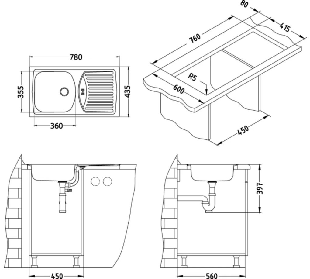 Alveus BASIC 150, DEKOR 780x435 Fi 114 F