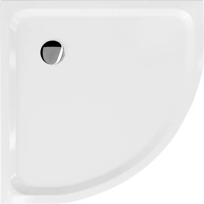 Mexen Flat polokulatá vanička do sprchového koutu slim 90 x 90 cm, Bílá, sifon Chromovaná - 41109090