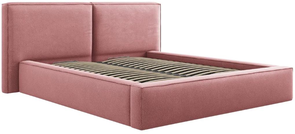 OnaDnes -20% Růžová čalouněná dvoulůžková postel MICADONI Jodie 200 x 200 cm
