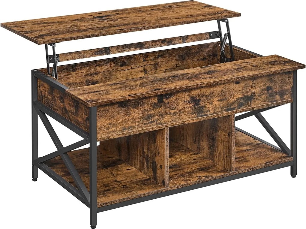 Konferenční stolek, rozkládací stůl do obývacího pokoje 60 x 100 x (48-62) cm, rustikální hnědý