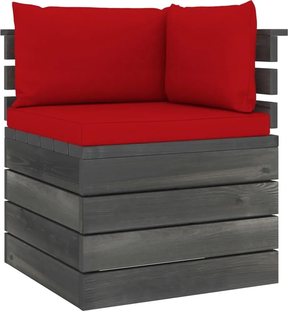 vidaXL 4dílná zahradní sedací souprava z palet + podušky borové dřevo [3061787] Barva: vínová červená