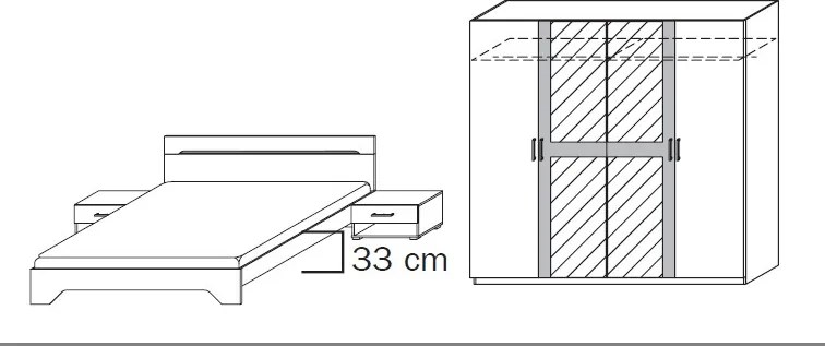 Sestava ložnice Rubi, bílá/šedá