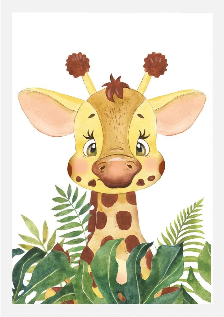 Plakát Safari Žirafka - Obraz, Plakát Velikost: B2 - 50x70 cm, Volba rámu: s černým rámem