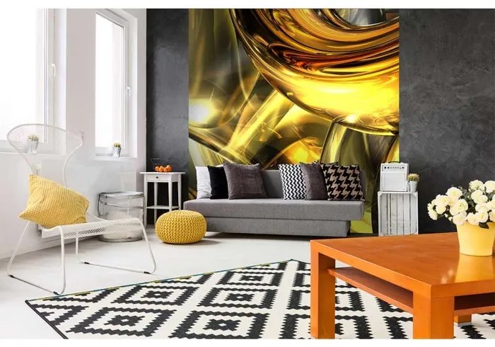 DIMEX | Vliesová fototapeta na zeď Zlatý abstrakt MS-3-0291 | 225 x 250 cm | zlatá, černá