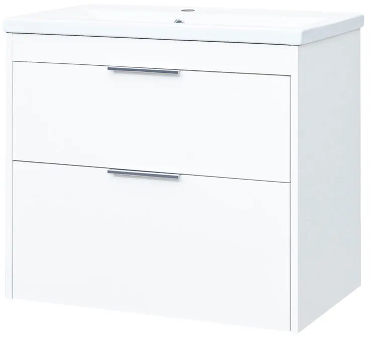 Mereo Mereo, Vigo, koupelnová skříňka s keramickým umyvadlem 81 cm, bílá, dub, CN312