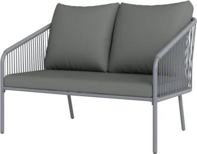 Ratanová pohovka Outsunny se sedáky, 2 místná pohovka, venkovní balkonová pohovka, ratanový nábytek 112 x 72 x 76 cm Šedá
