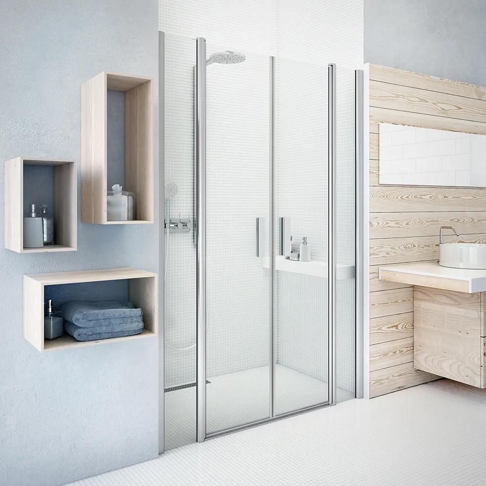 Sprchové dveře dvoukřídlé, do niky/s boční stěnou TDN2 2012 mm 195–220 530 1460–1510 Transparent O Stříbro TDN2/1500 721-1500000-01-02