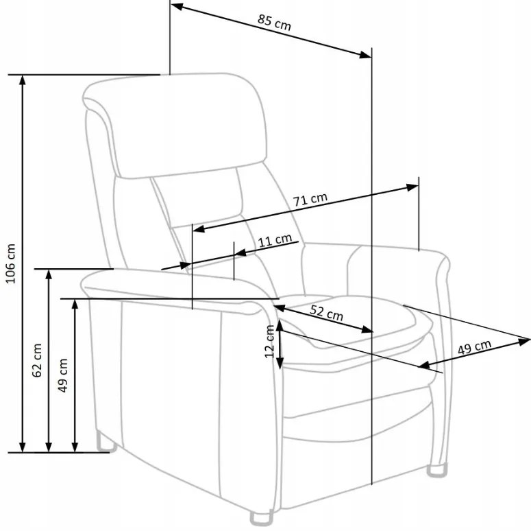 Relaxační polohovací TV křeslo JORDAN — látka, šedá