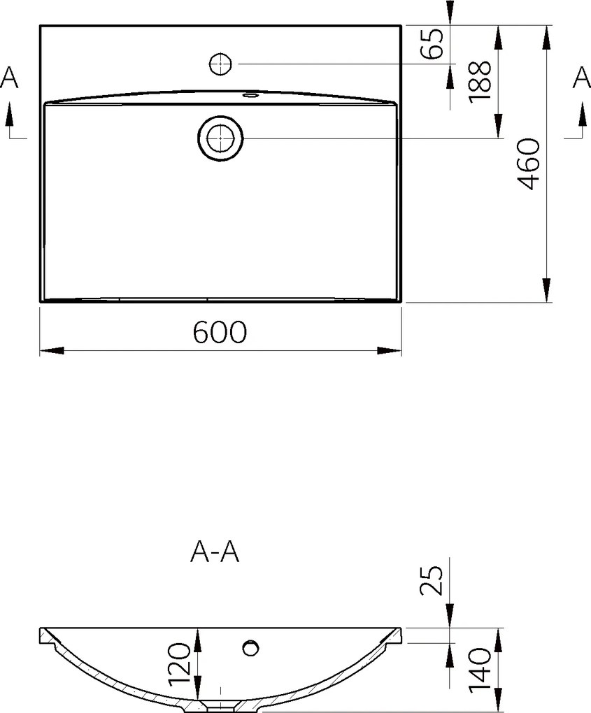 Sapho Sapho, MARIA umyvadlo 60x46cm, litý mramor, bílá, MA060