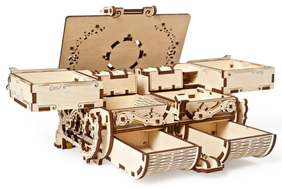 Ugears 3D dřevěné mechanické puzzle Starožitná šperkovnice