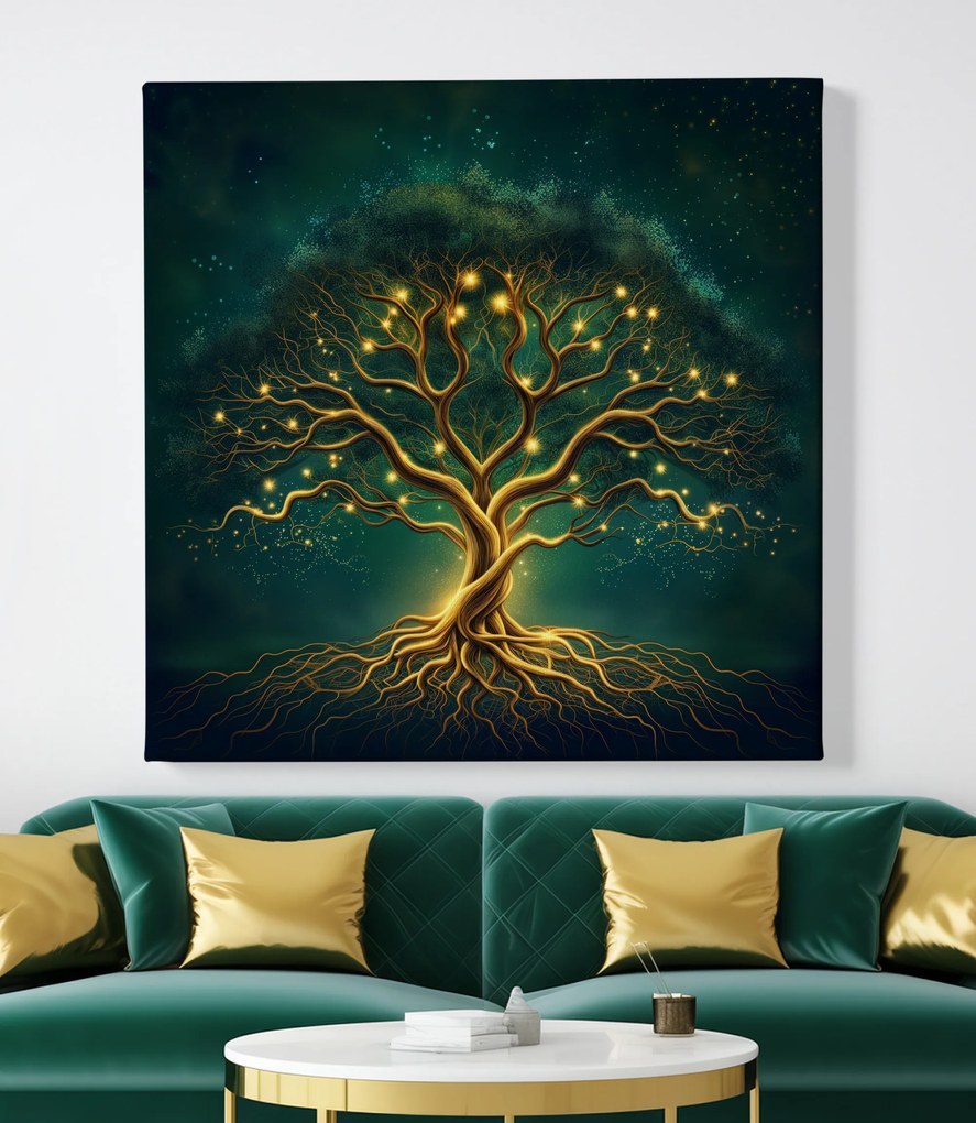 Obraz na plátně - Strom života Hvězdné spojení FeelHappy.cz Velikost obrazu: 100 x 100 cm