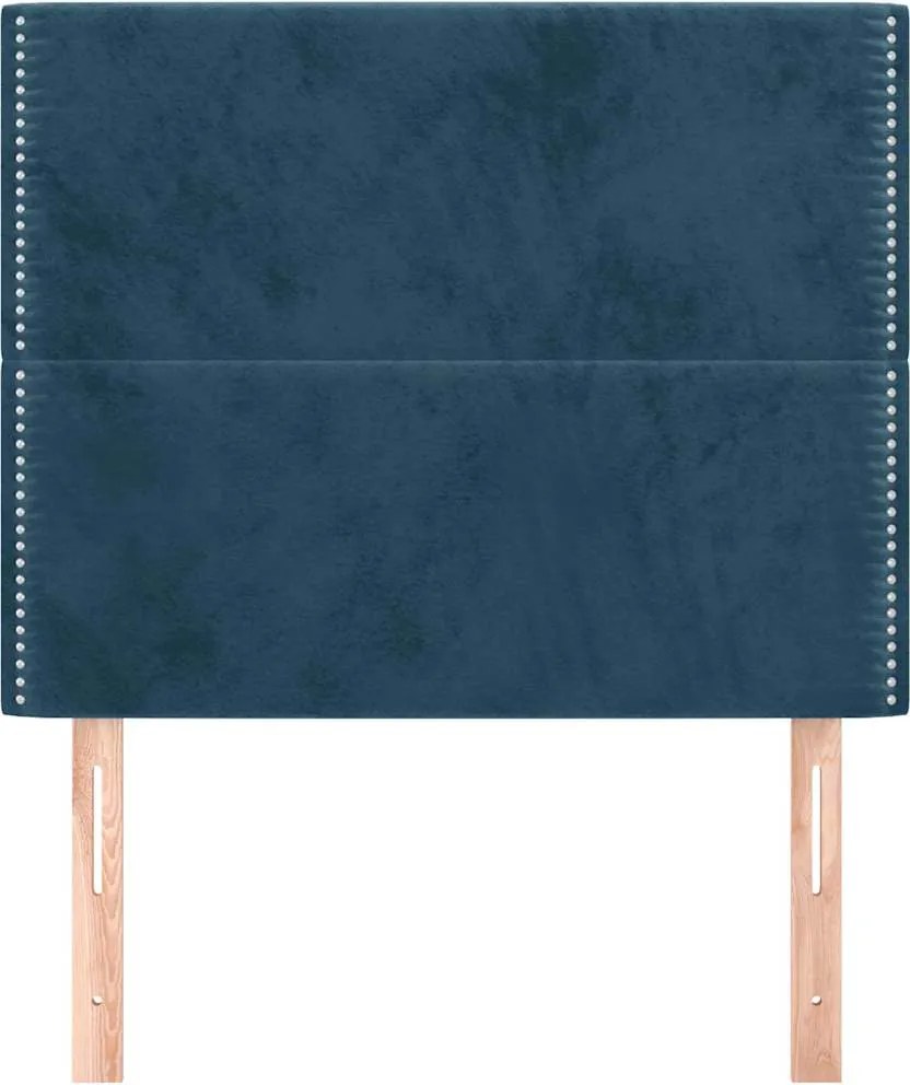 Čelo postele tmavě modré 100x5x118/128 cm sametové 3116238